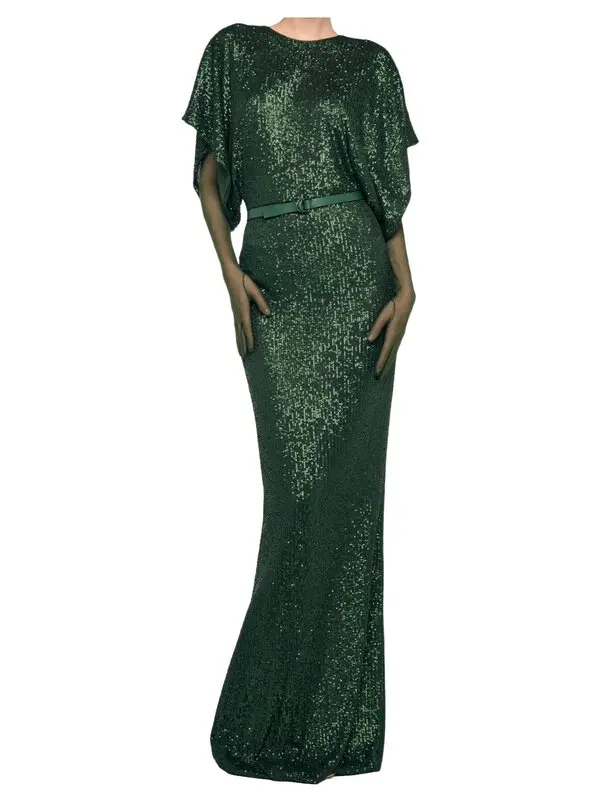 Norma Kamali Sequin Maxi Dress - Deep Emerald