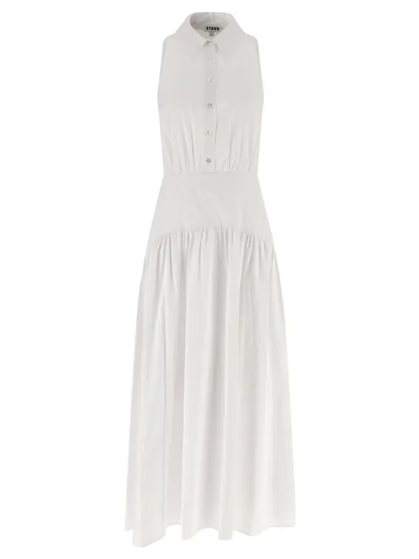 Staud Romy Wrinkled Maxi Dress - White