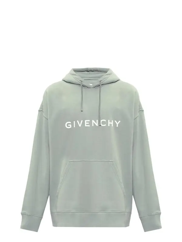 Givenchy Logo Print Drawstring Hoodie - Mineral Blue