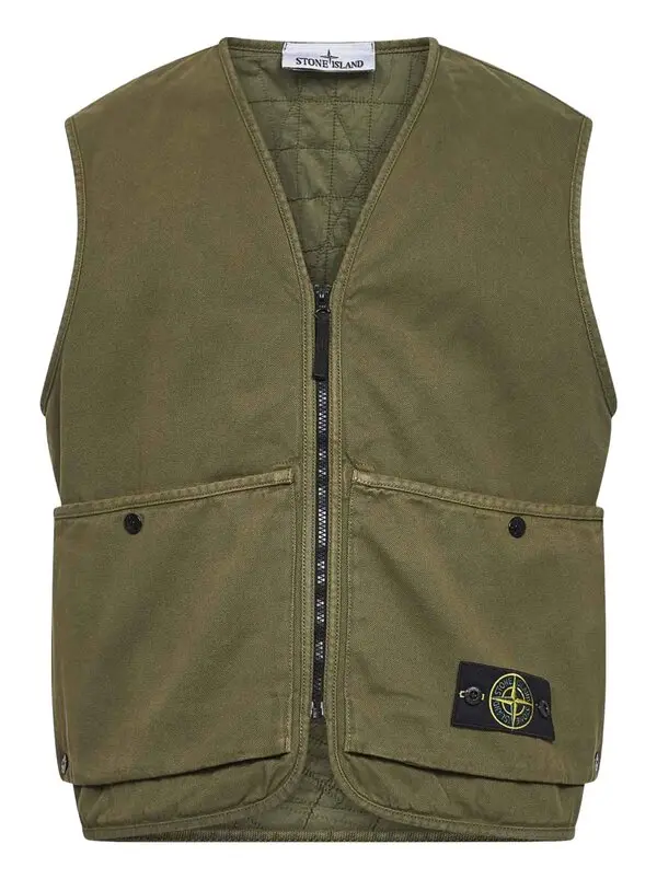 Stone Island Oversized Logo Patch Vest - Green