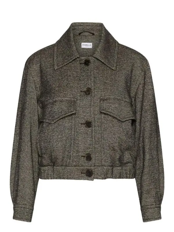 Marella Textured Tweed Jacket - Brown