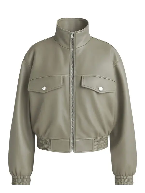 THE FRANKIE SHOP High-neck Zip-up Casual Jacket - Gray