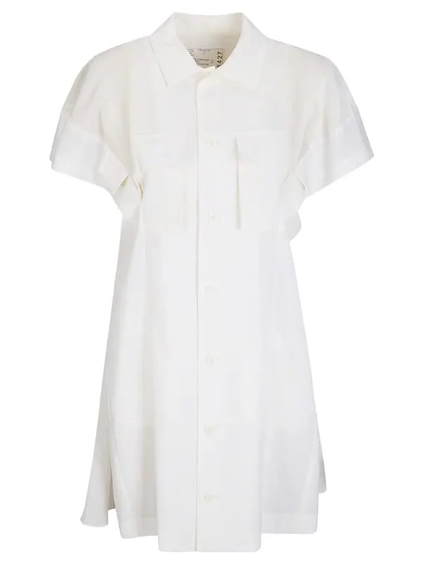 Sacai Short Sleeve Suiting Dress - White
