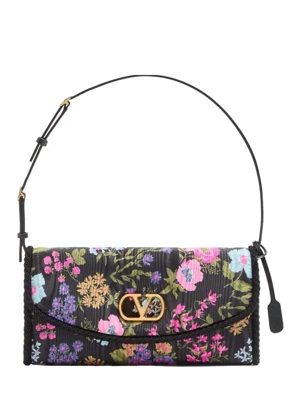 Valentino Garavani Small Devain Papier Floral Shoulder Bag - Black
