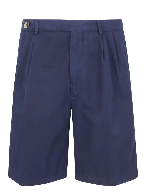 Brunello Cucinelli Pleated Cotton Shorts - Navy Blue