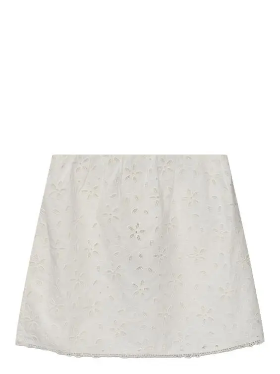 Posse Salma Floral-embroidered Skort - Vintage White