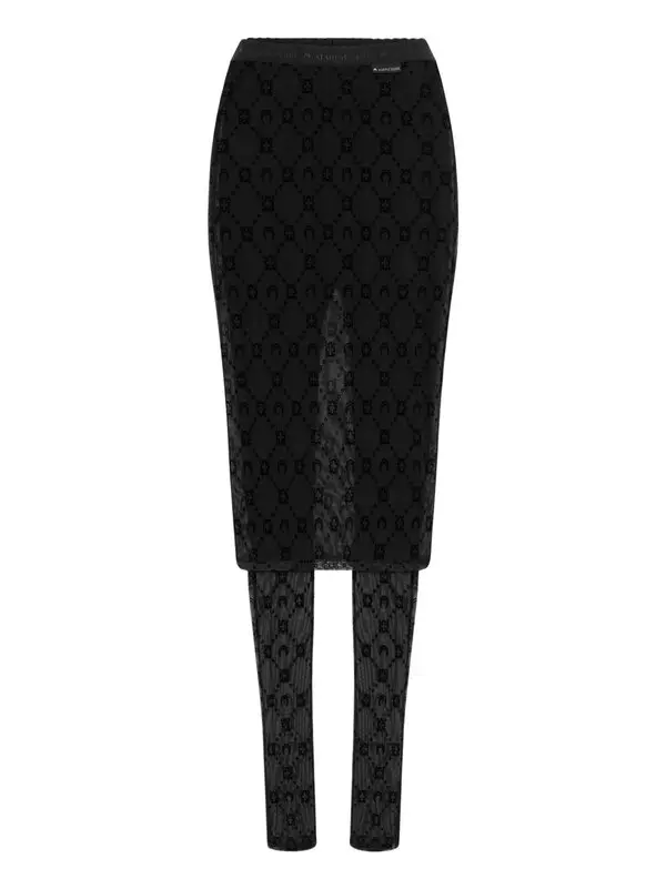 MARINE SERRE Moonogram Mesh Flocked Pant-skirt - Black