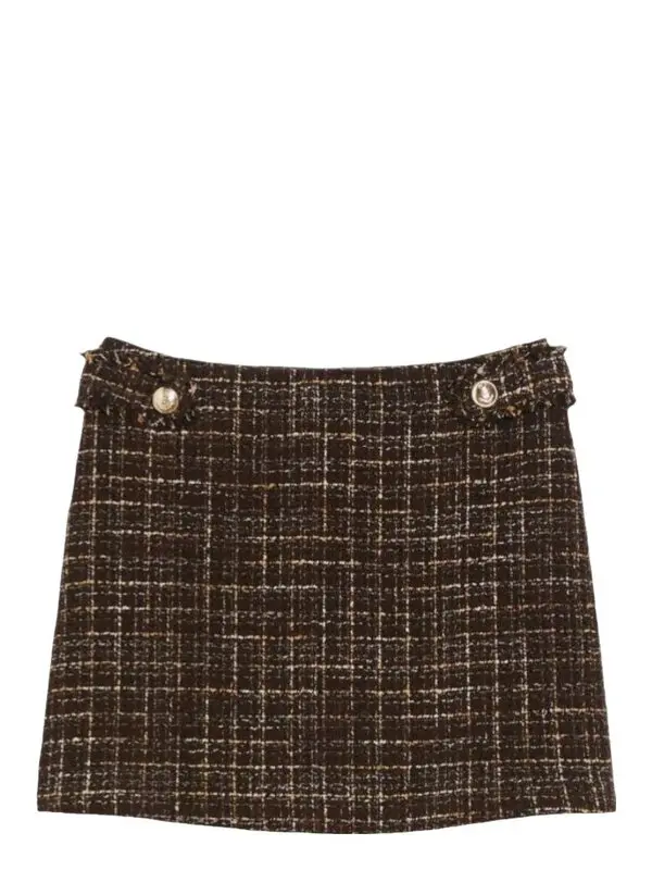 IBLUES Basketweave A-line Skirt With Fringe Trim - Brown