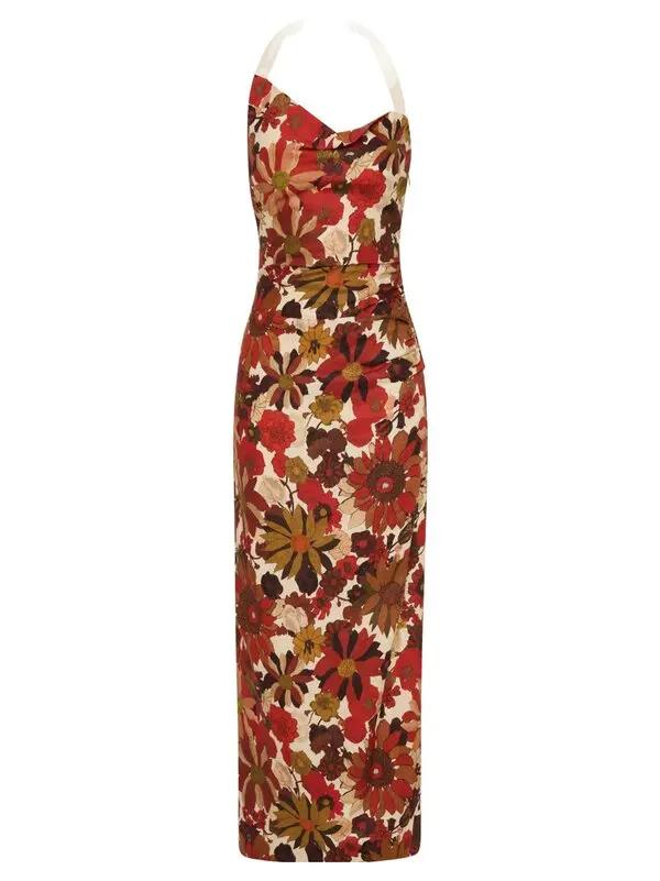 SIR. Pleated Midi Dress - Brown
