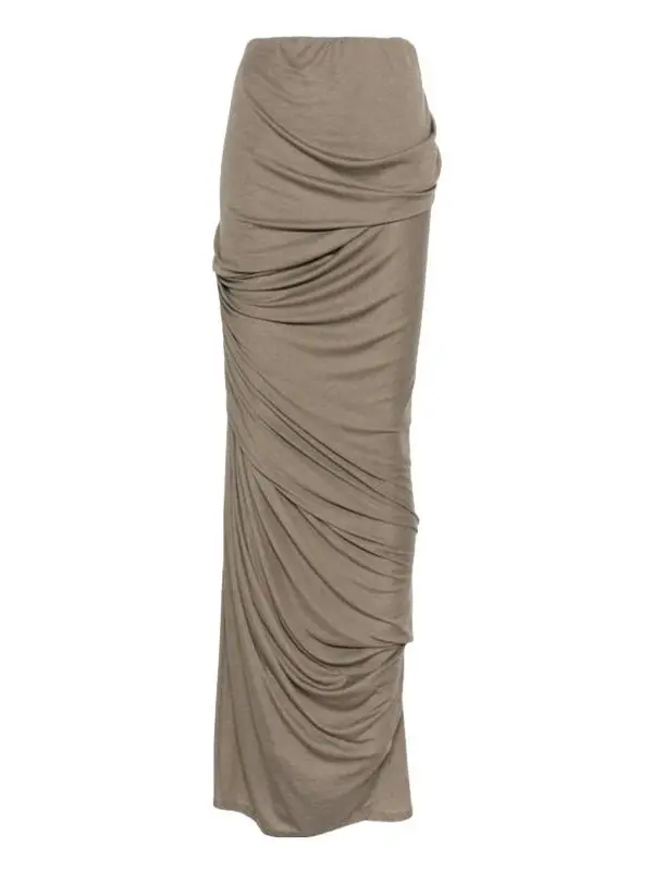 ENTIRE STUDIOS Dia Draped Knitted Maxi Skirt - Taupe Grey