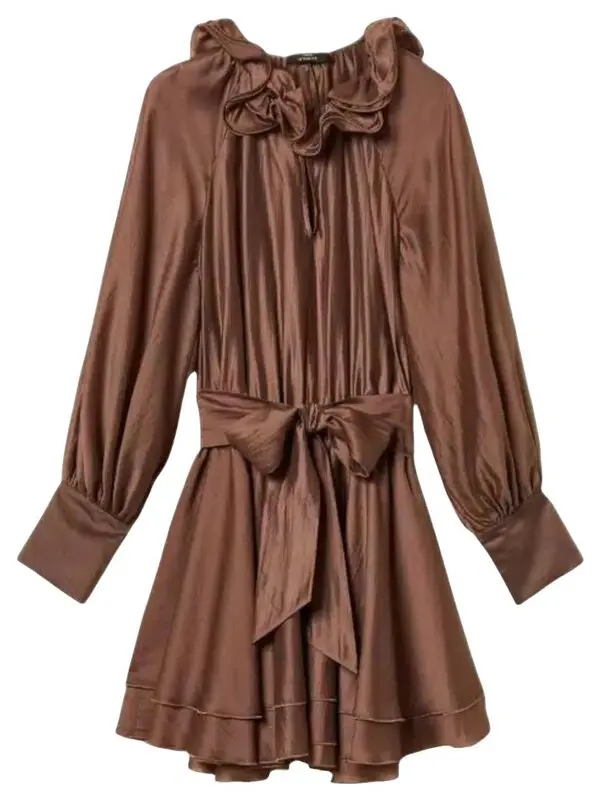 TWINSET Ruffled Belted Dress - Brown