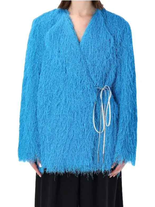 Dries Van Noten Rivla Fringed Coat - Blue