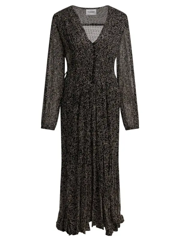 Isabel Marant Étoile V-neck Long-sleeved Maxi Dress - Black