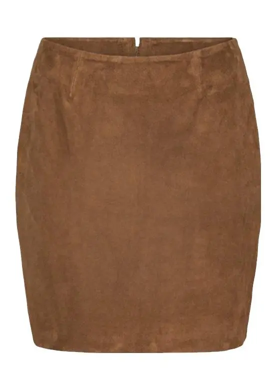 ROTATE BY BIRGER CHRISTENSEN High-waist Suede Mini Skirt - Brown