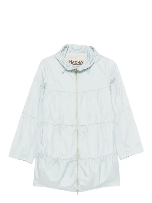 Herno Hooded Ruffled Jacket - White
