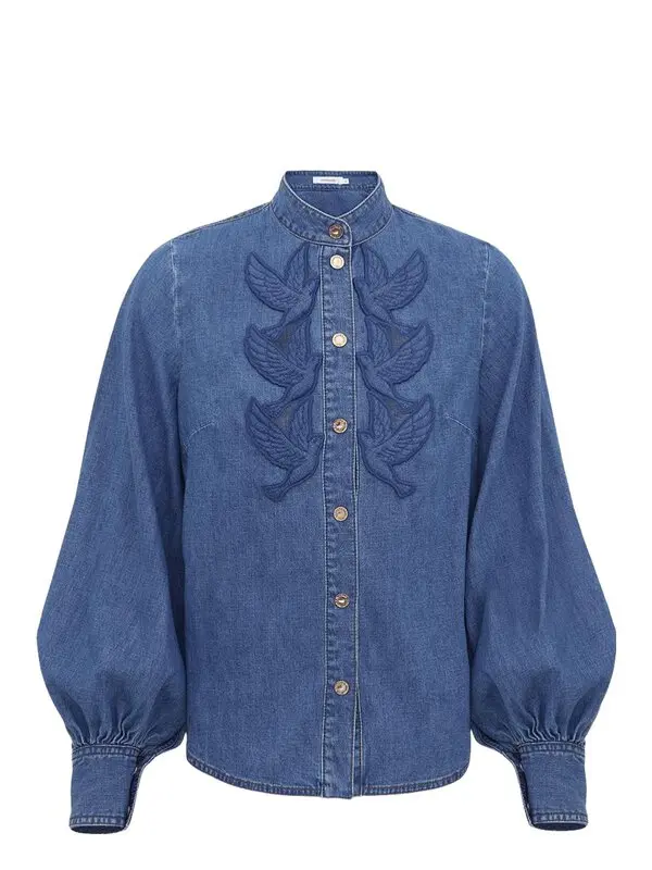 Zimmermann Denim Applique Shirt - Bay Blue