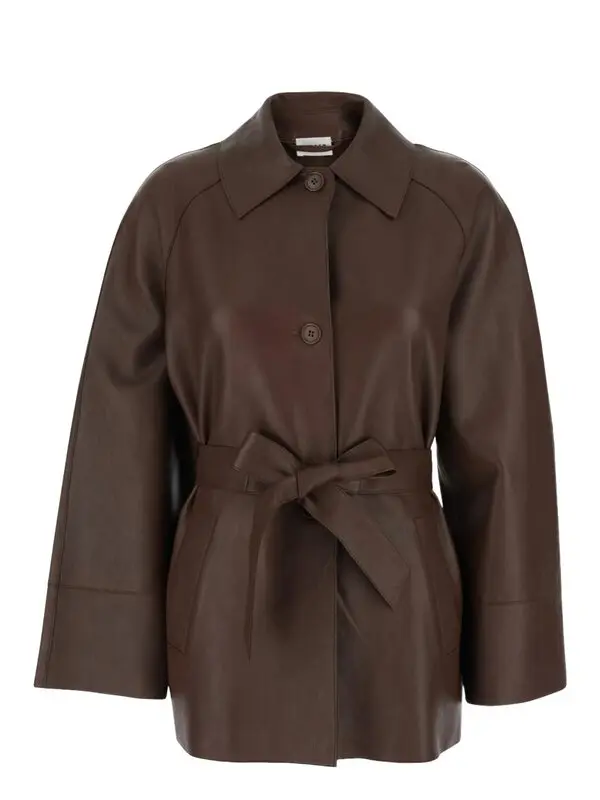 P.a.r.o.s.h Leather Tie-waist Jacket - Brown