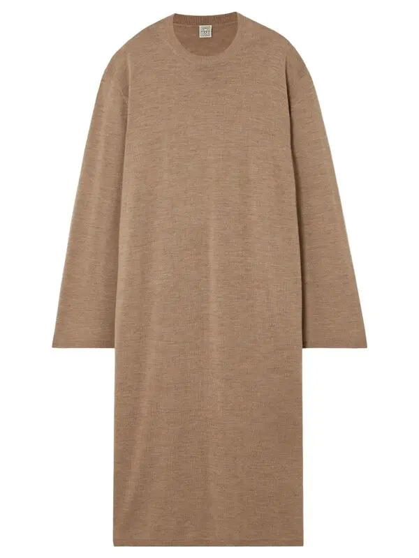 TOTEME Long-sleeved Round Neck Dress - Soft Camel