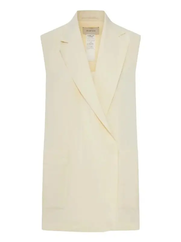 Sportmax Sleeveless Vest With Notched Lapels And Vented Hem - Ivory