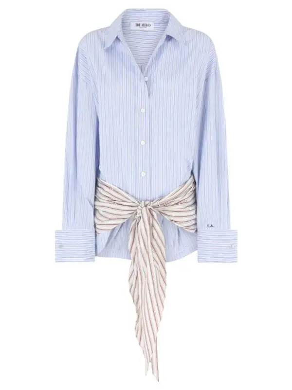 Attico Striped Mini Shirt Dress - Blue