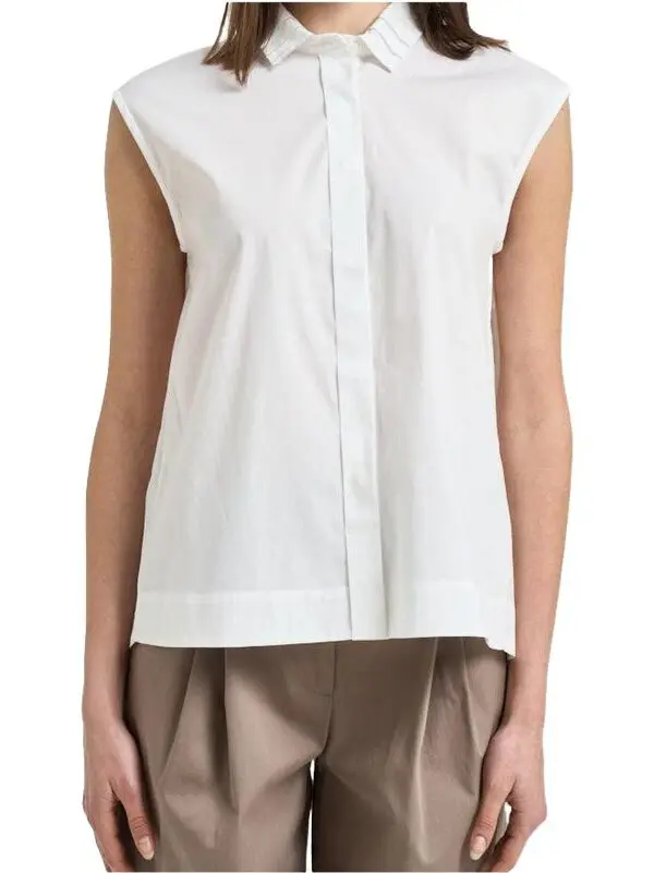 Peserico Sleeveless Collared Shirt - White