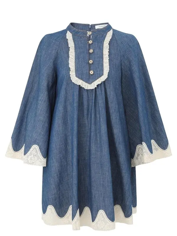 Zimmermann Lace Trimmed Mini Dress - Blue