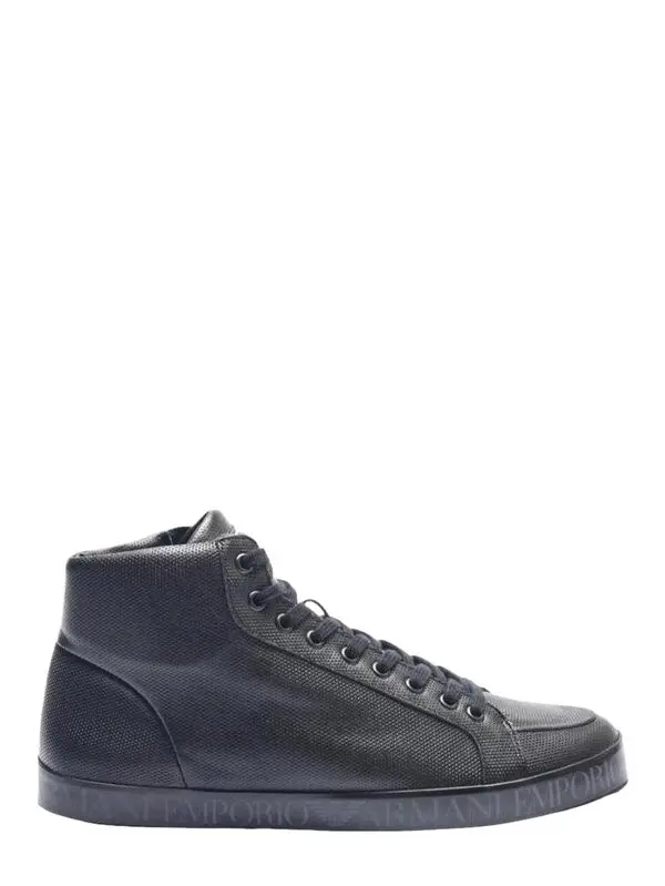 Emporio Armani High-top Casual Lace-up Shoes With Zip Detail - Black