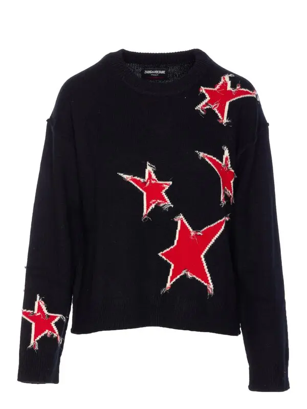 Zadig&Voltaire Crew Neck Long Sleeve Sweater With Graphic Print - Black