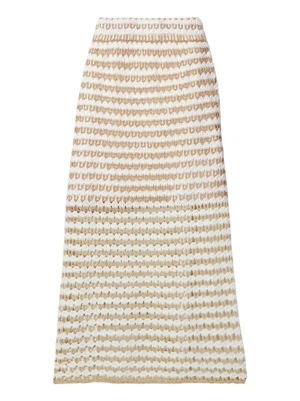 Zimmermann Striped Crochet Midi Skirt - Ivory