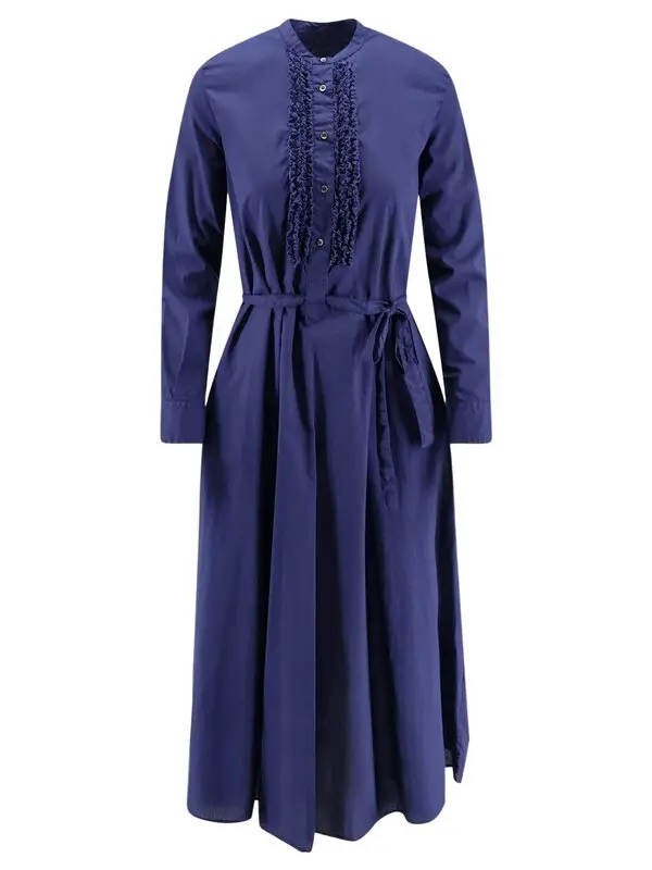 Aspesi Ruffled Button-front Midi Dress - Blue