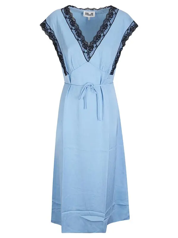 Baum Und Pferdgarten Sleeveless Lace-trim V-neck Dress - Blue