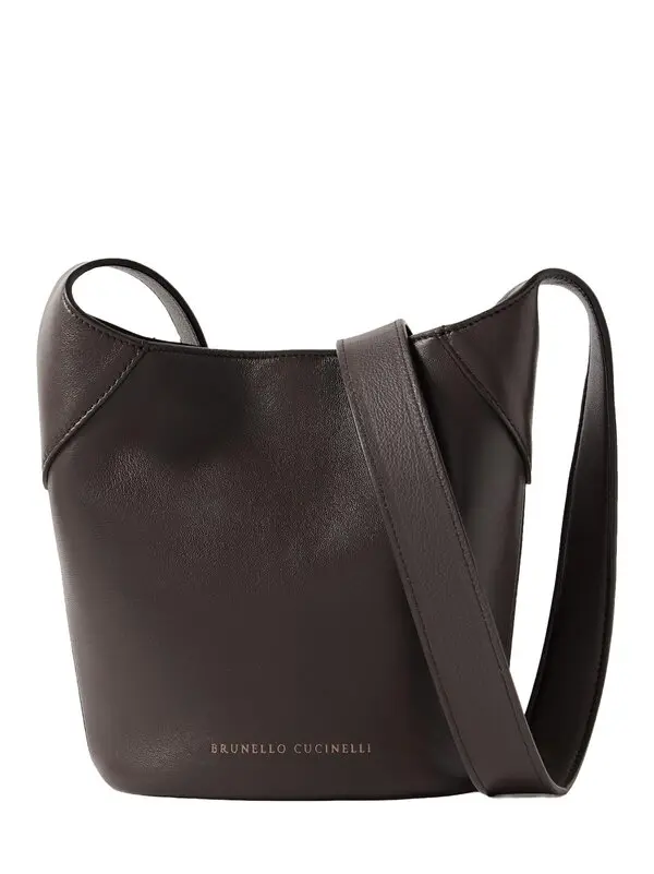 Brunello Cucinelli Patterned Shoulder Bag - Dark Brown