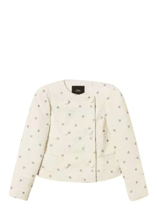 TWINSET Bouclé Embellished Double-button Jacket - White
