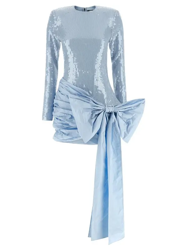 ROTATE BY BIRGER CHRISTENSEN Sequined Bow Mini Dress - Light Blue