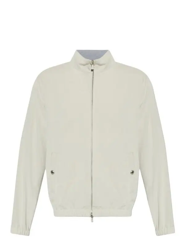 Eleventy Stand Collar Zip Jacket - White