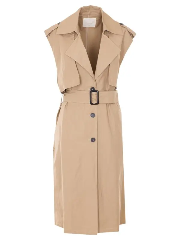 TWINSET Belted Trench-style Sleeveless Dress - Nude