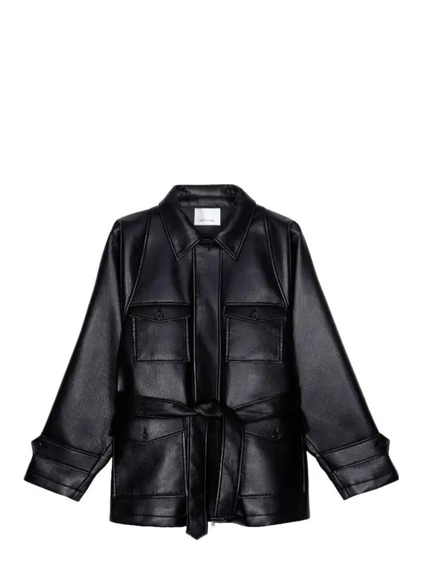 THE FRANKIE SHOP Faux Leather Padded Utility Jacket - Black