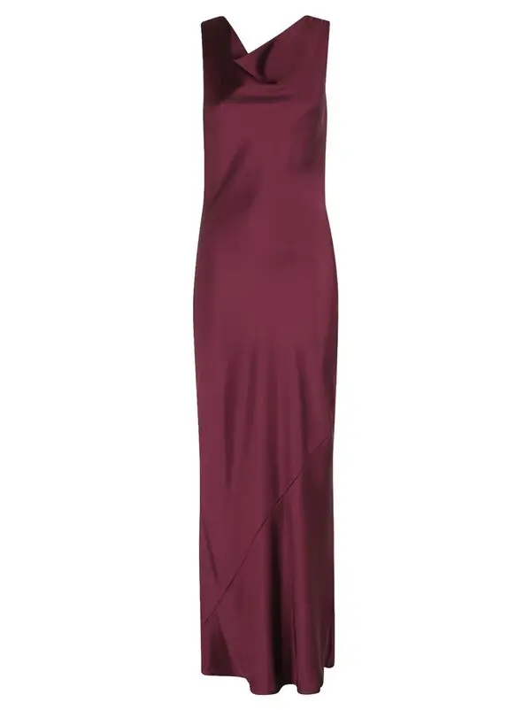Norma Kamali Sleeveless Low Back Drape Gown - Plum Color