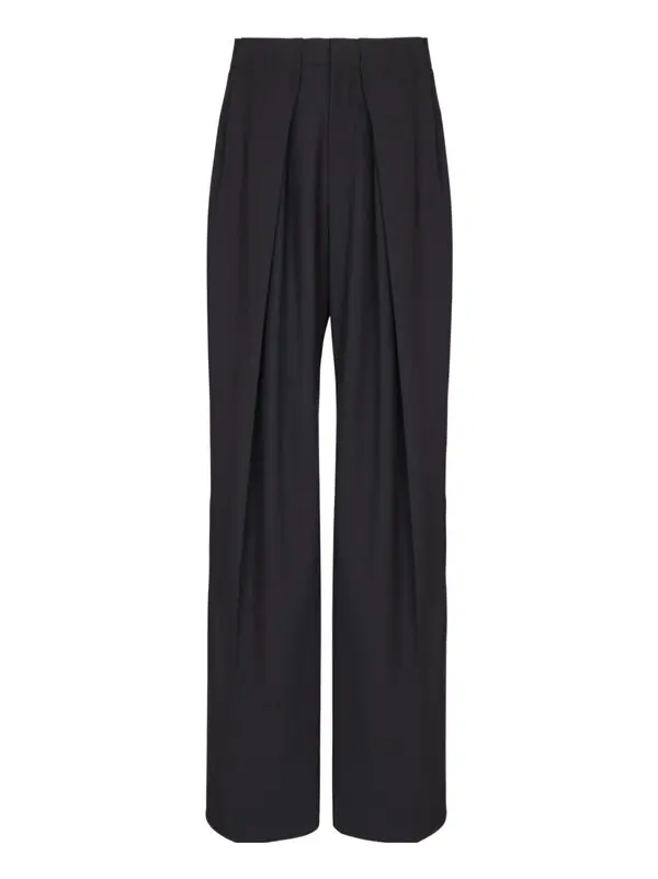 Balmain Pleated Wide-leg Trousers - Black