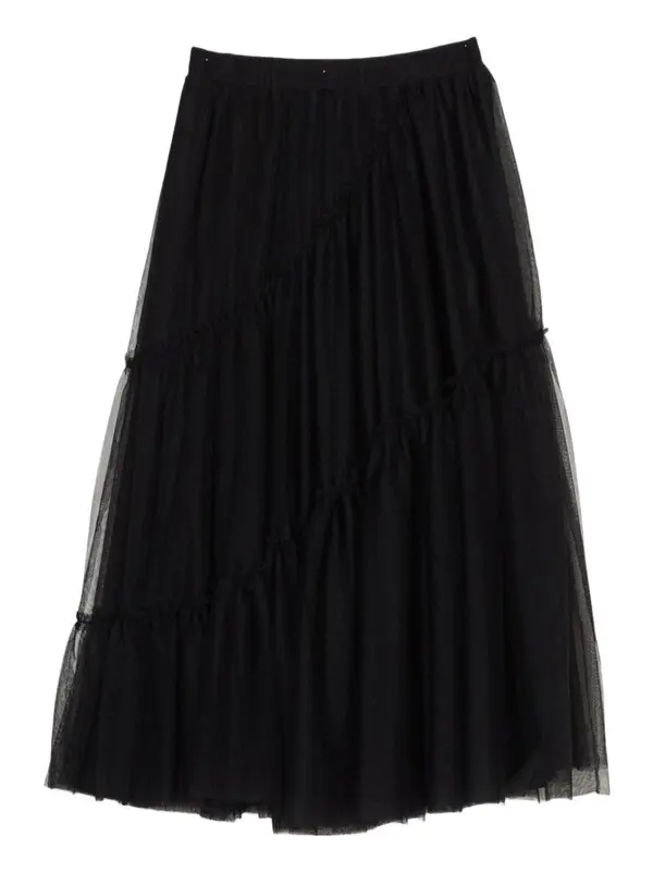 TWINSET Elastic Waist Gauze Skirt - Black