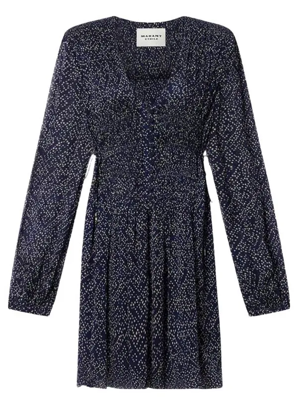 Isabel Marant Étoile Polka Dot V-neck Long Sleeve Dress - Black