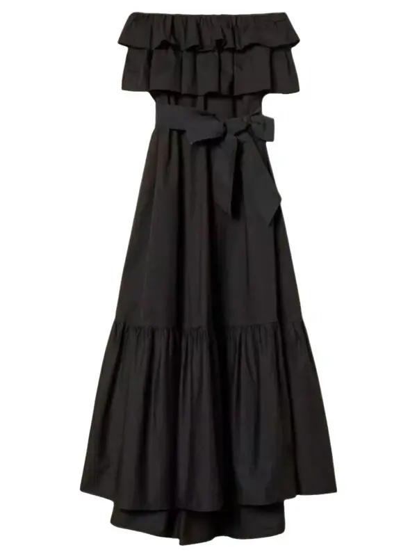 TWINSET Ruffled Off-the-shoulder Maxi Dress With Belt - Black