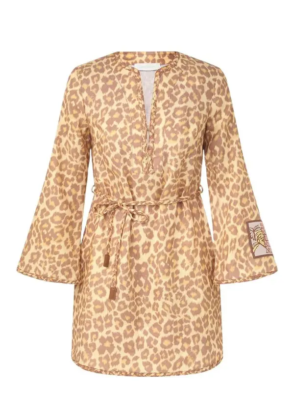Zimmermann Awaken Braid Trim Tunic Leopard Print - Lemon Leopard