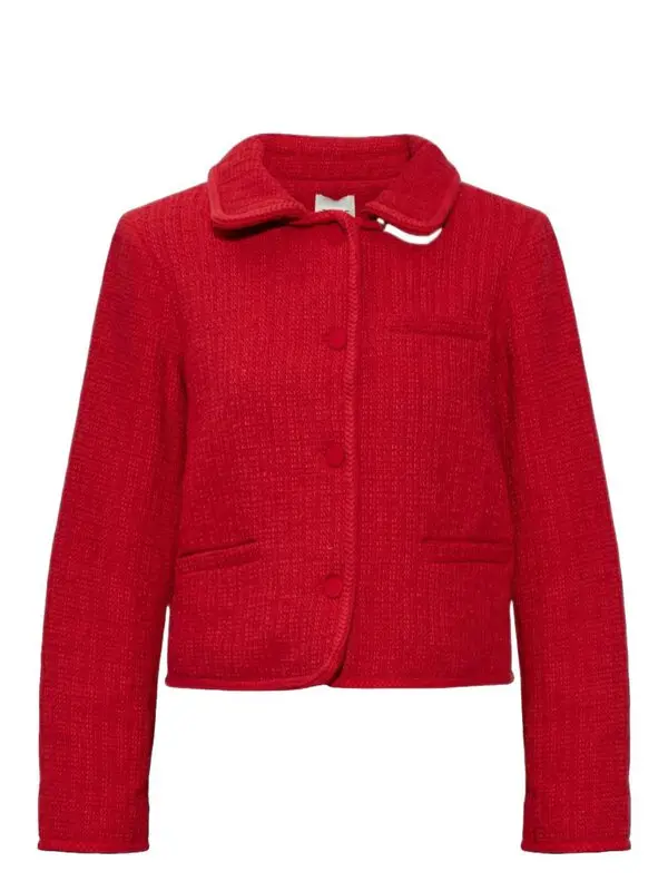 Posse Collared Button-front Long-sleeve Jacket - Red