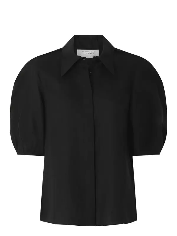 Gabriela Hearst Sansi Linen Puff Sleeve Shirt - Black