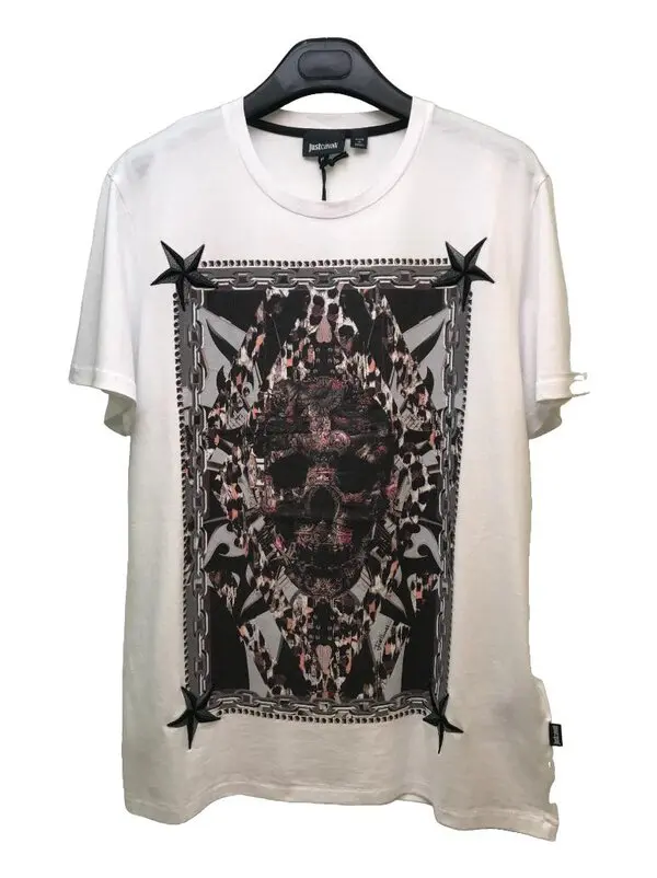 Just Cavalli T-shirt With Round Neck And Short Sleeves - Black