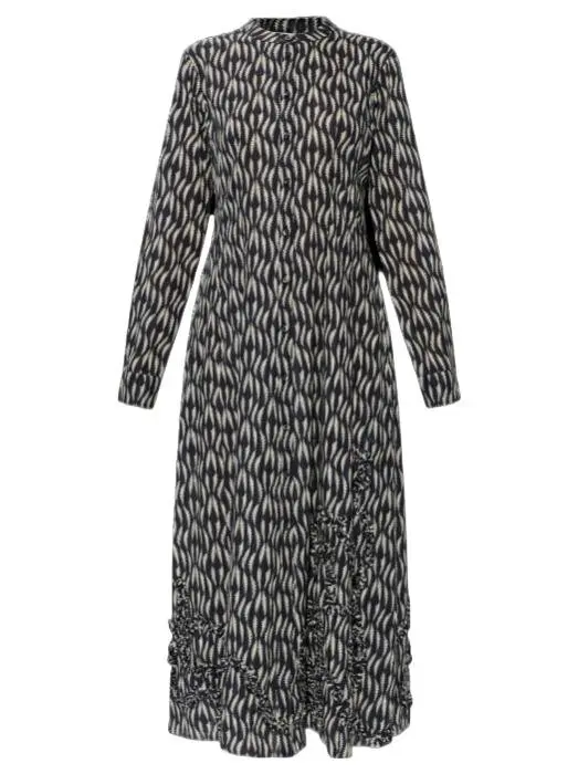 Ulla Johnson Laurentine Ruffled Print Midi Dress - Black