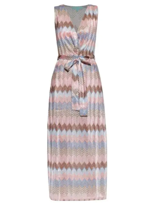 Melissa Odabash Zigzag Stripe Maxi Dress - Nude