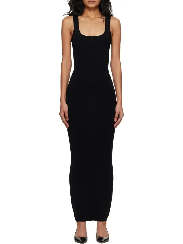 ENTIRE STUDIOS Square Neck Midi Dress - Black