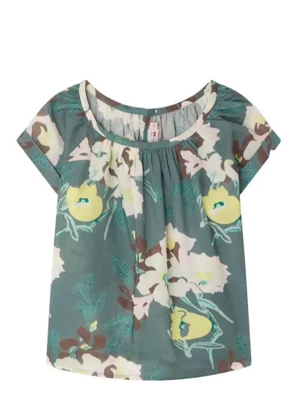 Bonpoint Augustina Organic Cotton Floral Print Blouse - Green